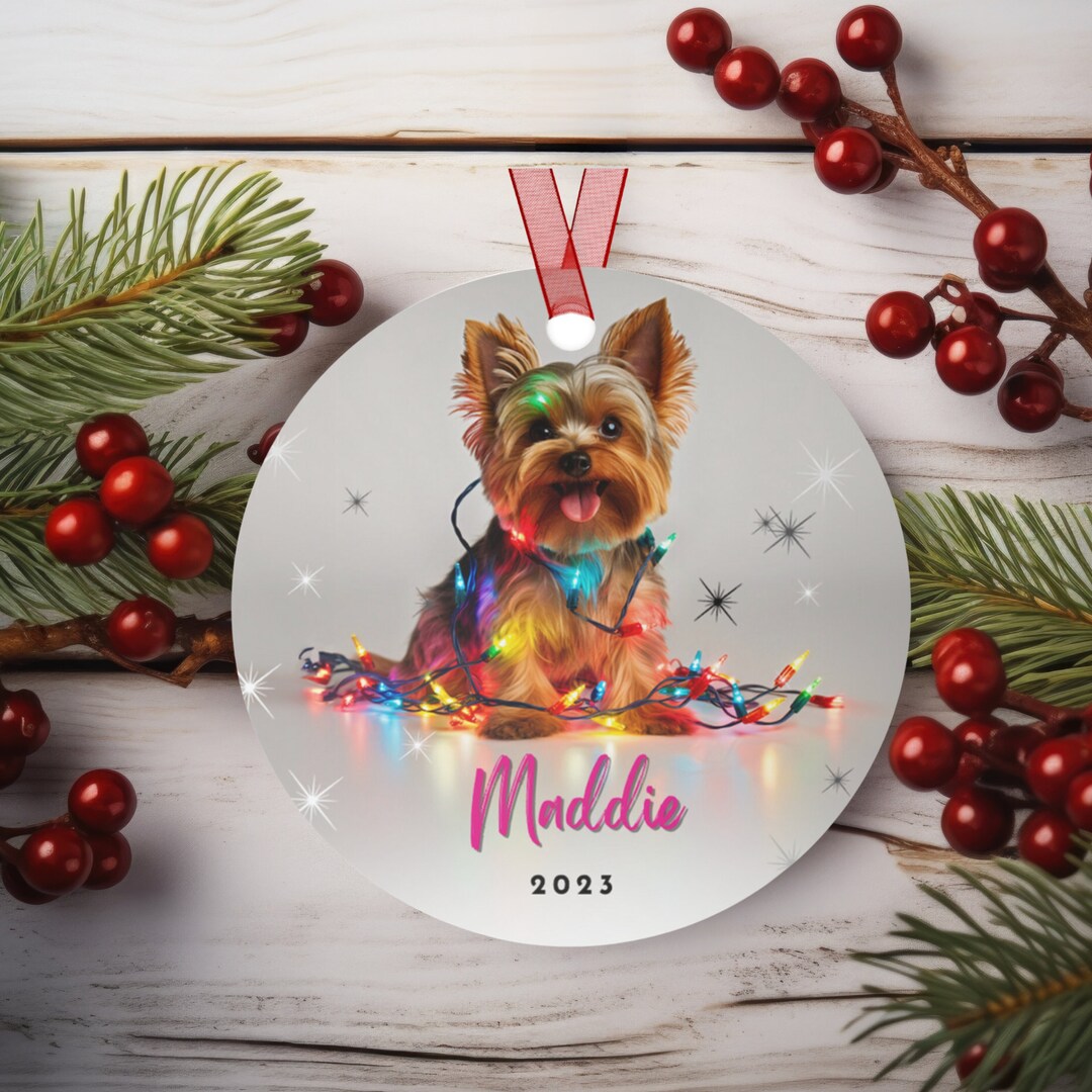 Yorkie Christmas Ornament, Custom Dog Ornament, Dog Name Ornament ...