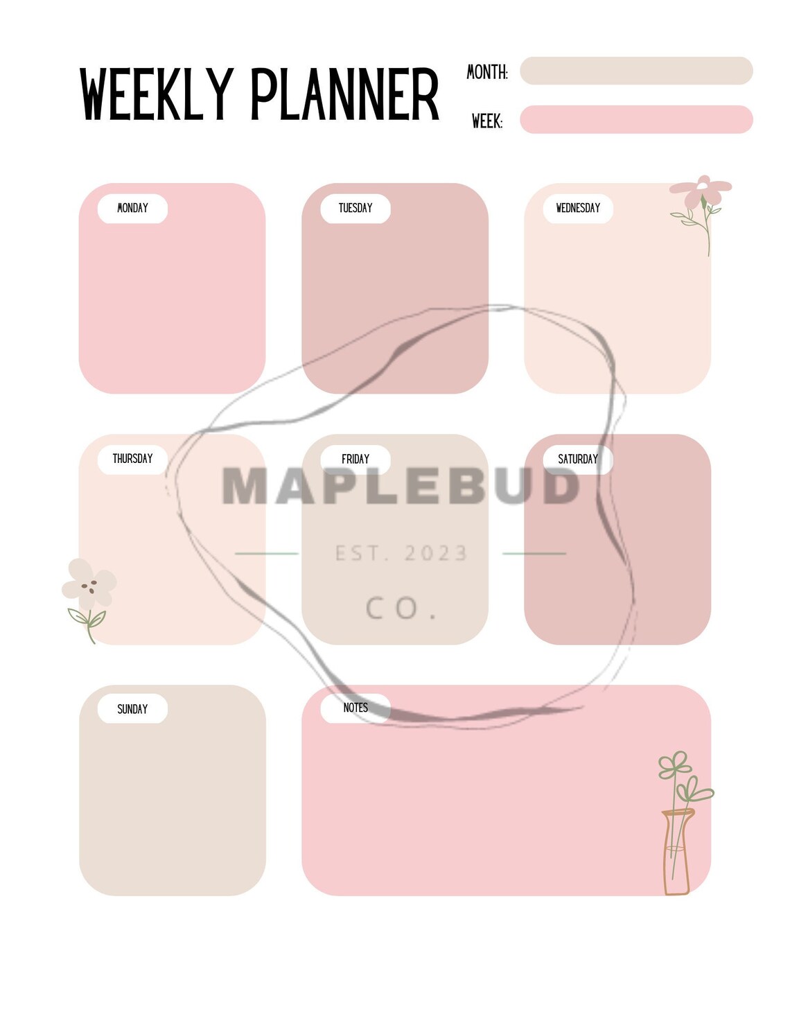 Boho Weekly Planner - Etsy