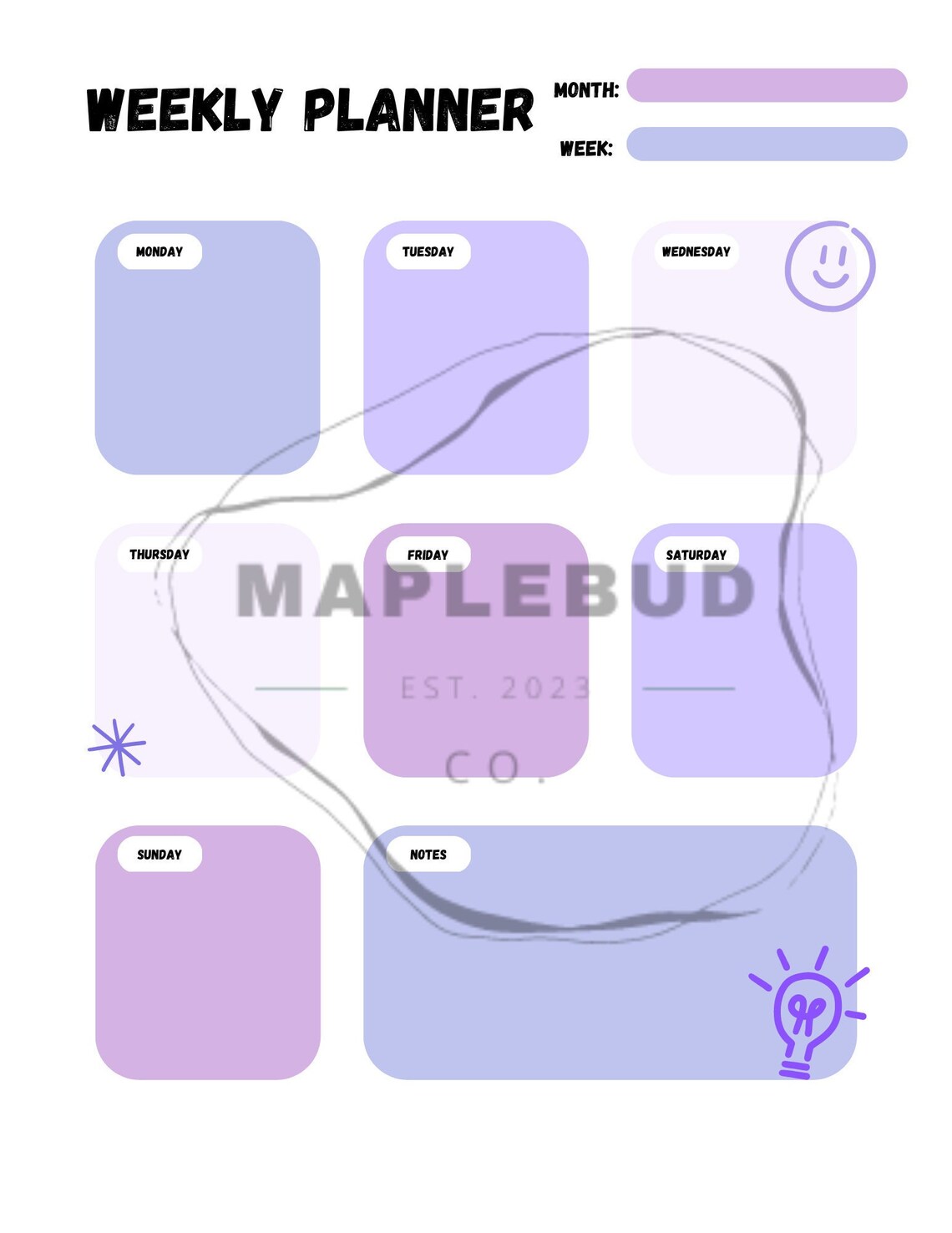 Pglow Weekly Calendar - Etsy