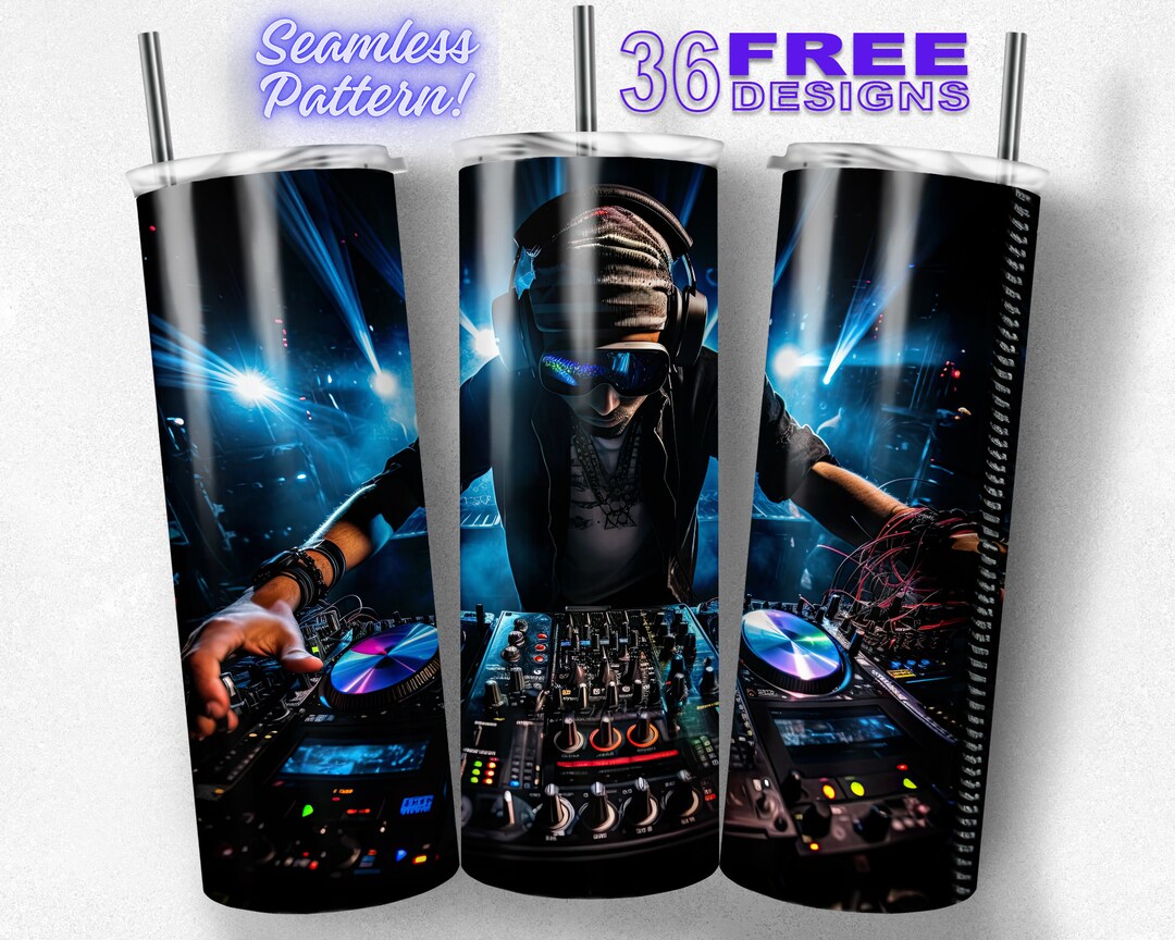 DJ Mixer Music 20oz Straight and Tapered Tumbler Wrap Sublimation ...