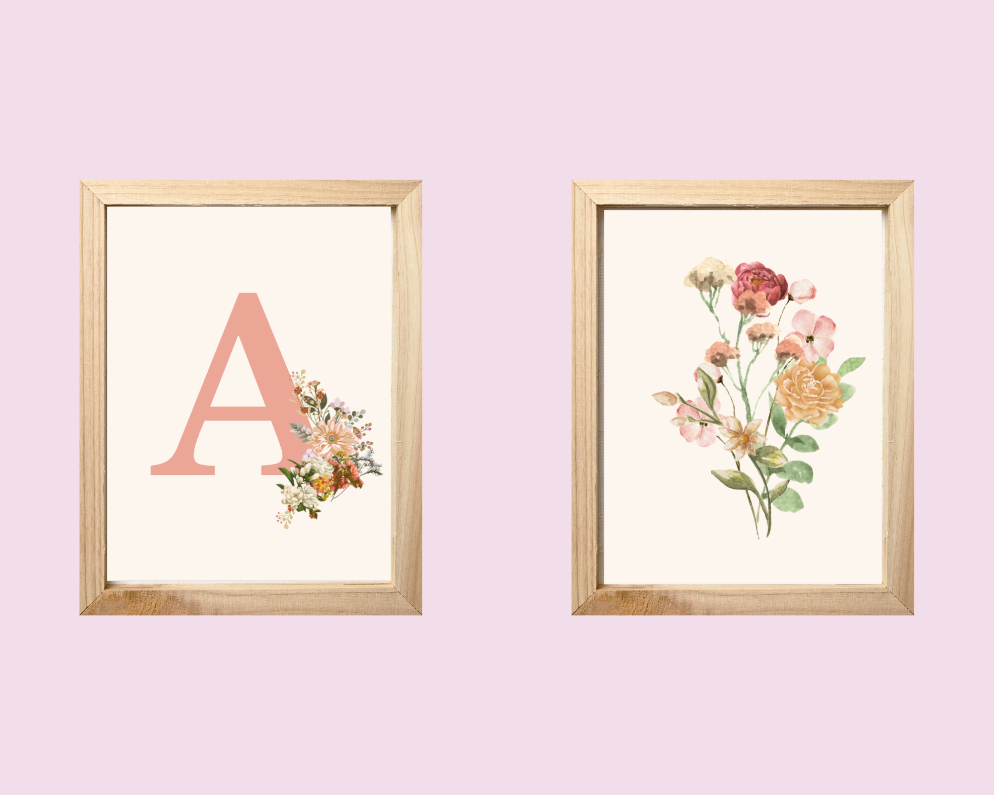Floral Alphabet Printable, Name Print, Nursery Name Print, Floral ...