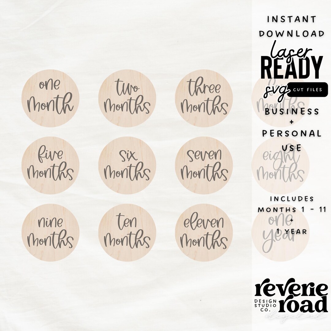 Script Monthly Milestone Markers | Photo Prop | SVG | Laser Cut File ...