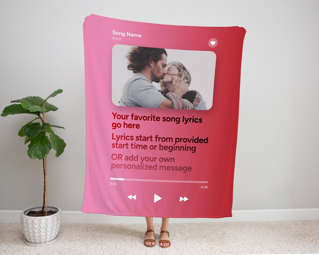 Personalized Music Song Lyrics Blanket, Custom Photo Blanket ...