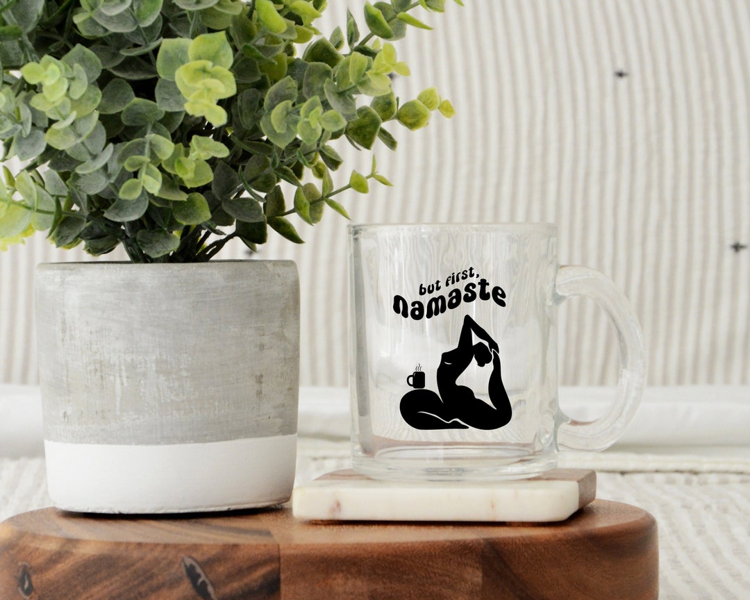 Yoga Coffee Mug, Yoga Girl Mug, but First, Namaste, Retro Yoga Birthday ...