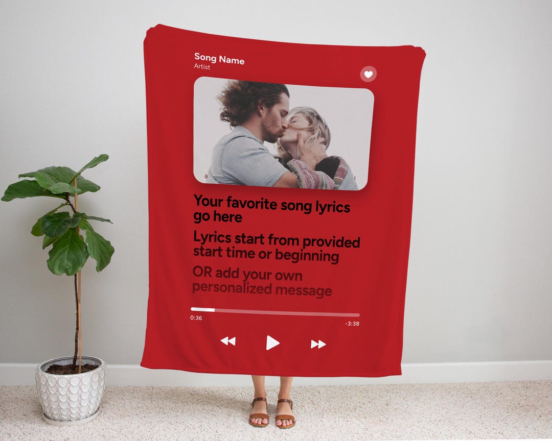 Personalized Photo Song Blanket, Custom Music Lyrics Blanket ...