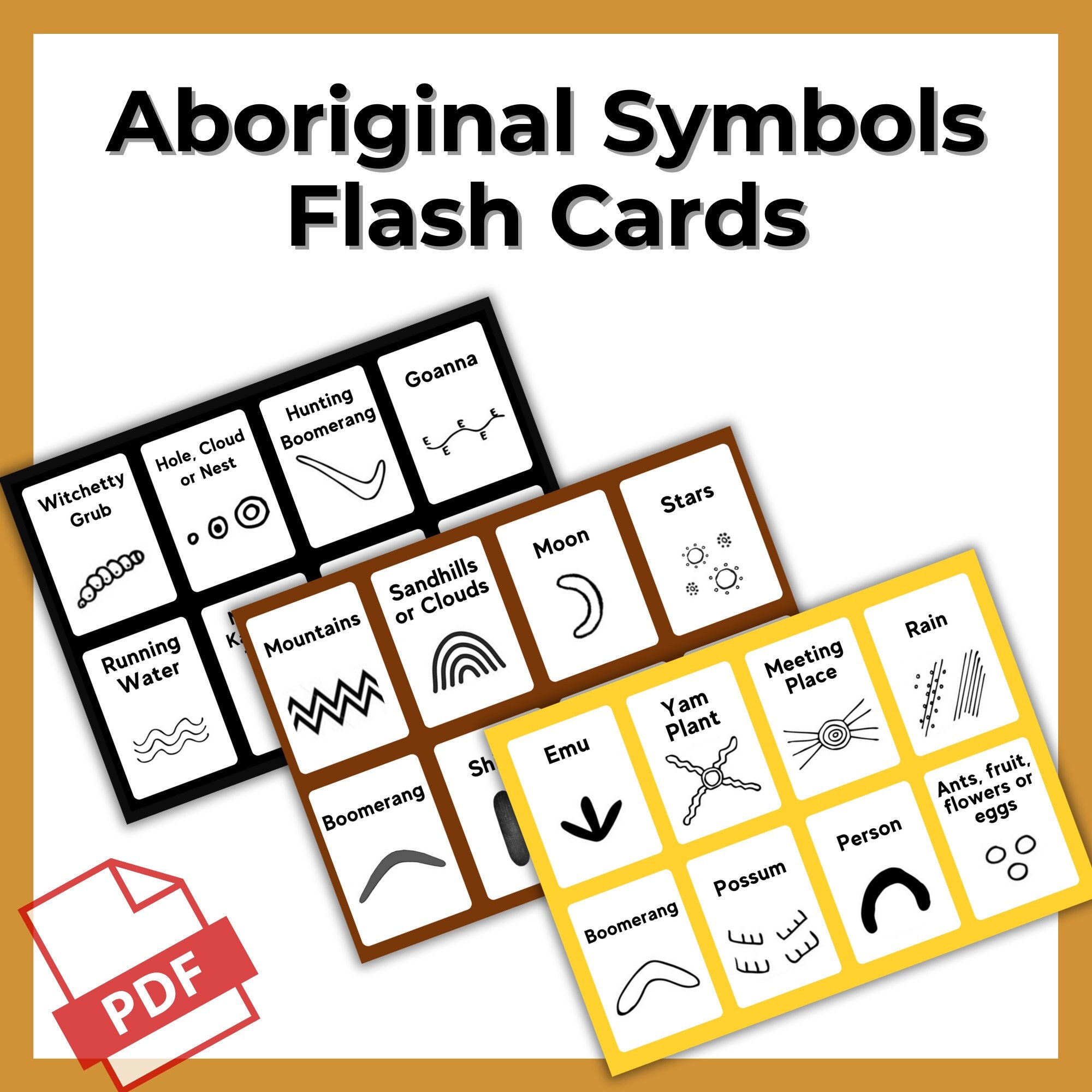 Aboriginal Symbols Flash Cards Designed for Early Childhood Education ...