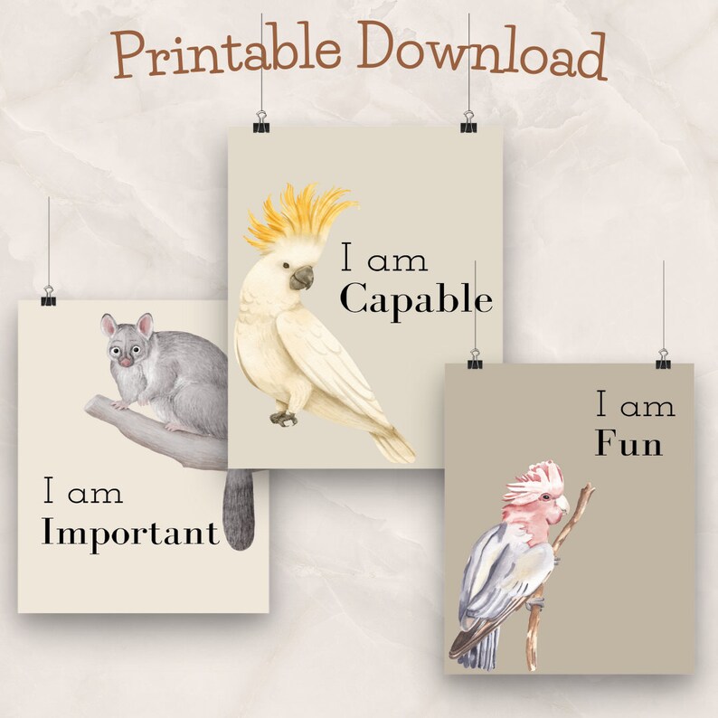 Printable Affirmation Cards Posters Aussie Animals for Children ...