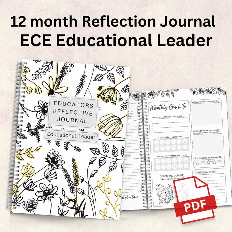 ECE Educational Leader's - Weekly Reflective 12 Month Journal Tailored ...