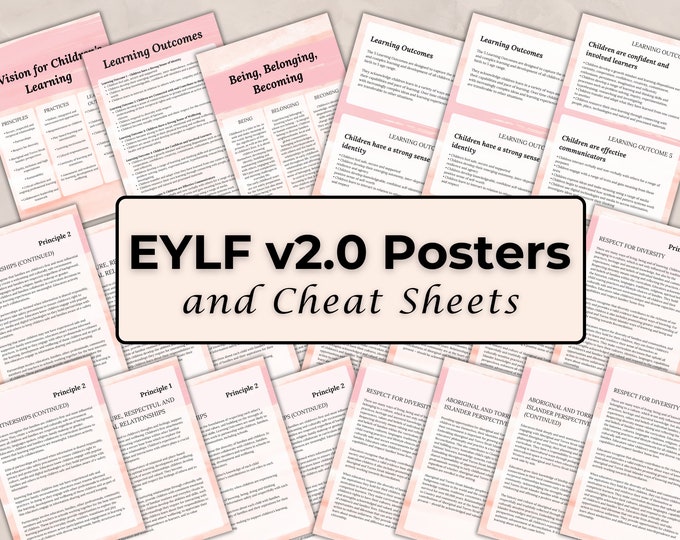 EYLF V2.0 Break Down Sheet of Outcomes (cheat Sheet) - Etsy Australia