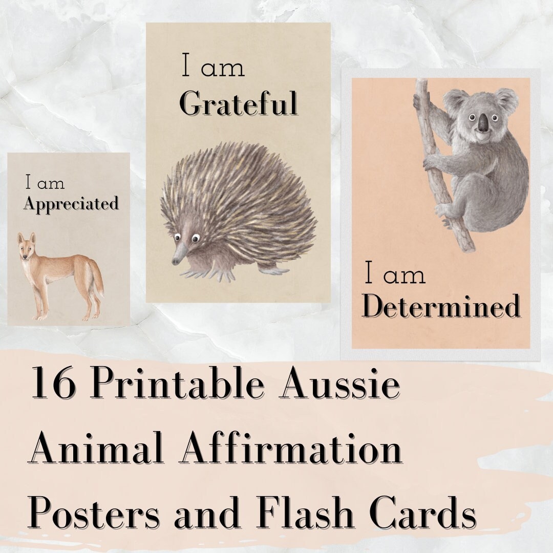 Printable Affirmation Cards Posters Aussie Animals for Children ...