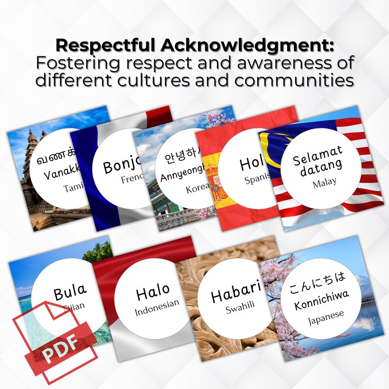 Multilingual Greeting Signs From Diverse Cultures - Designed for Early ...