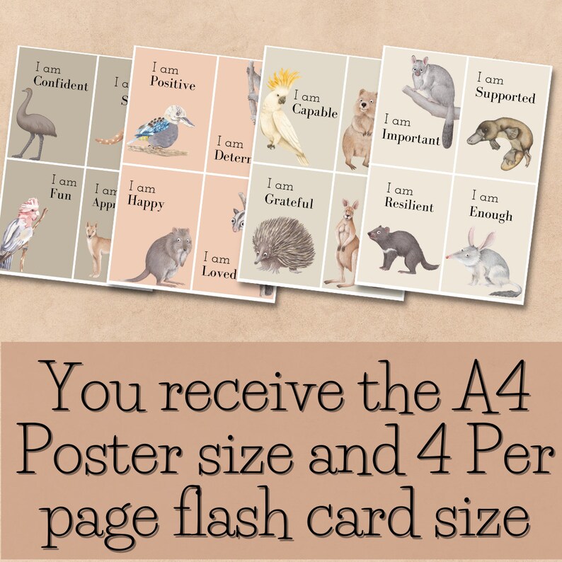 Printable Affirmation Cards Posters Aussie Animals for Children ...