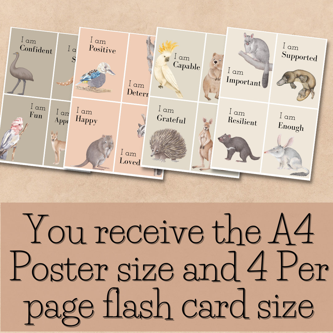 Printable Affirmation Cards Posters Aussie Animals for Children ...