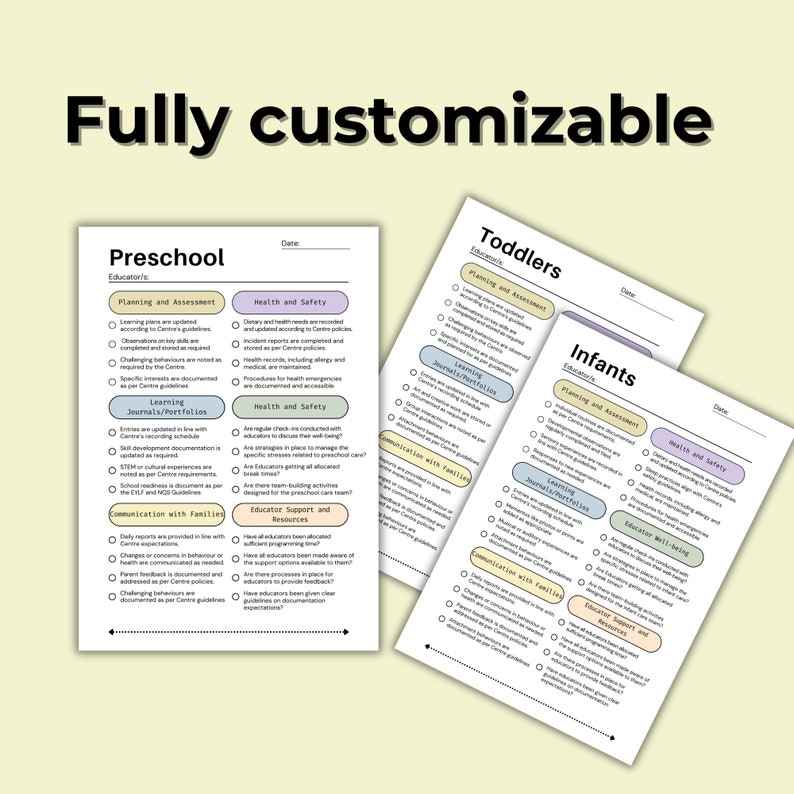 Educational Leader Checklist: Infants, Toddlers, Preschool (digital) - Etsy