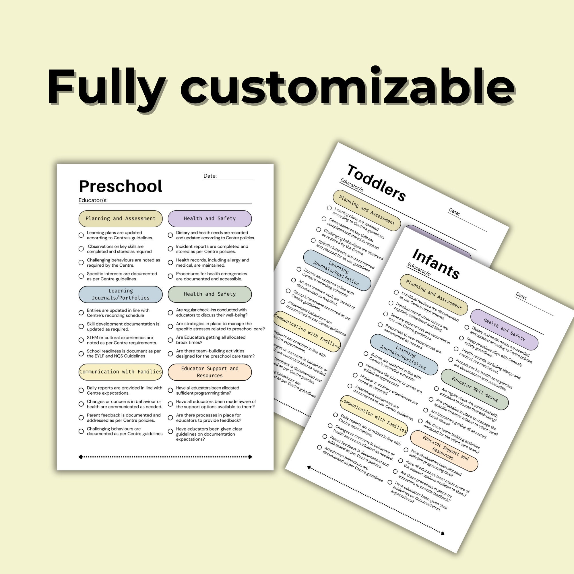 Educational Leader Checklist: Infants, Toddlers, Preschool (digital) - Etsy