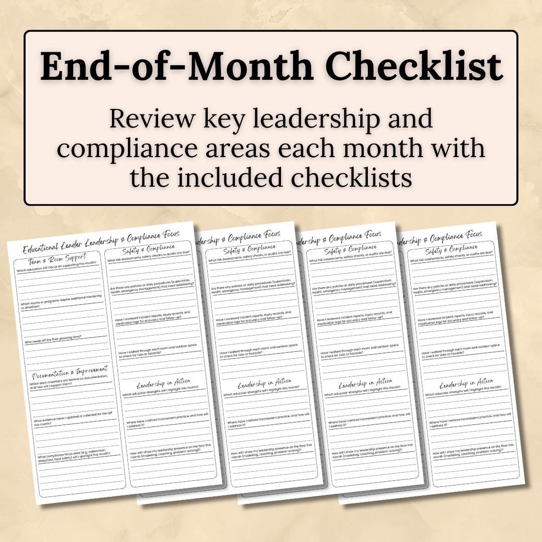 ECE Educational Leader's - Weekly Reflective 12 Month Journal Tailored ...