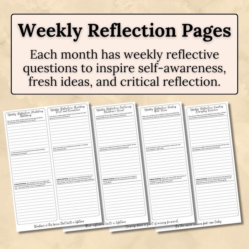 ECE Educational Leader's - Weekly Reflective 12 Month Journal Tailored ...