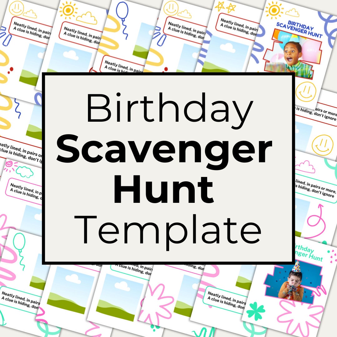 Scavenger Hunt Canva Template - Birthday, Party, Special Occasion Kids ...
