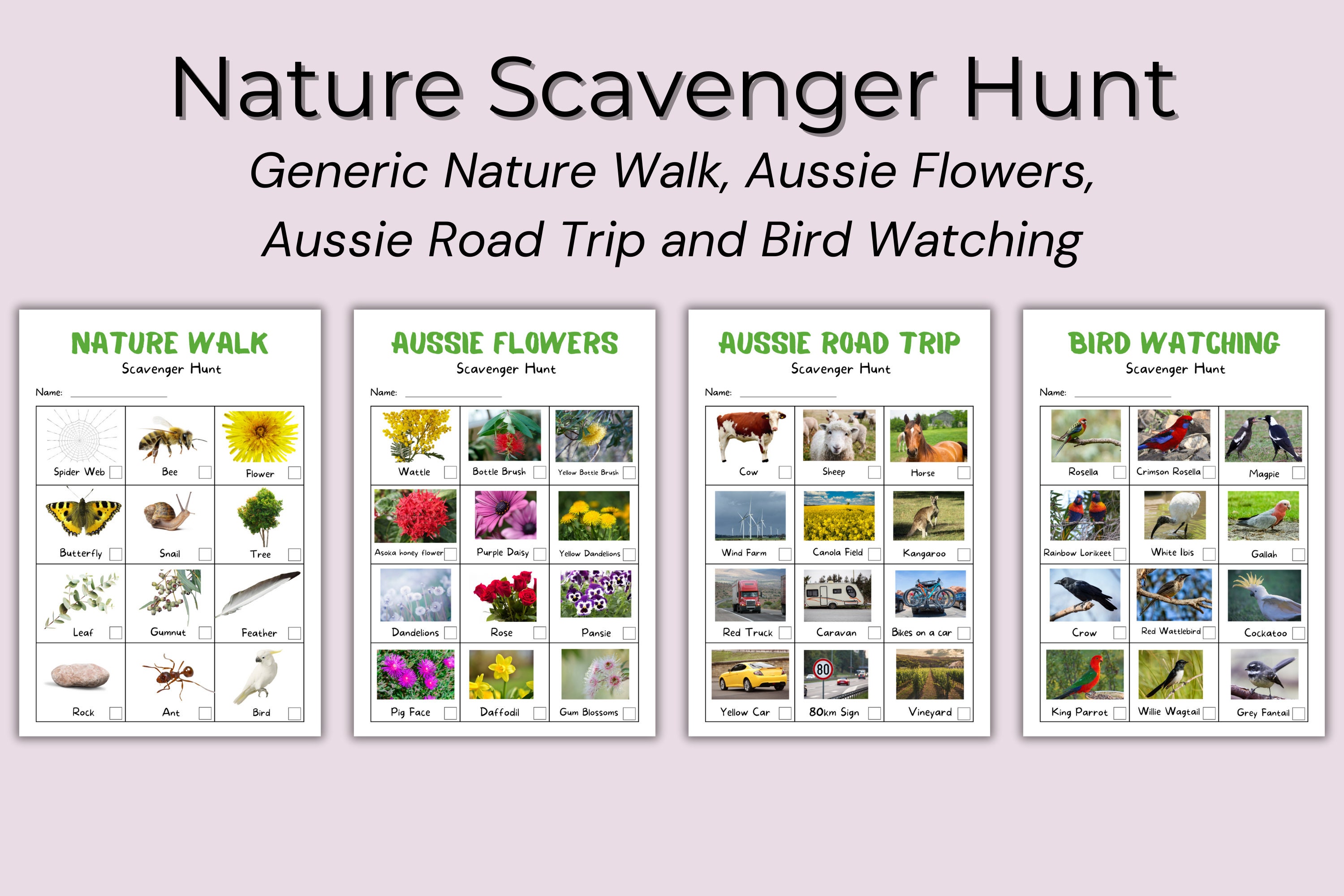 Nature Walk Scavenger Hunt Printable Checklist. Australian Flowers ...