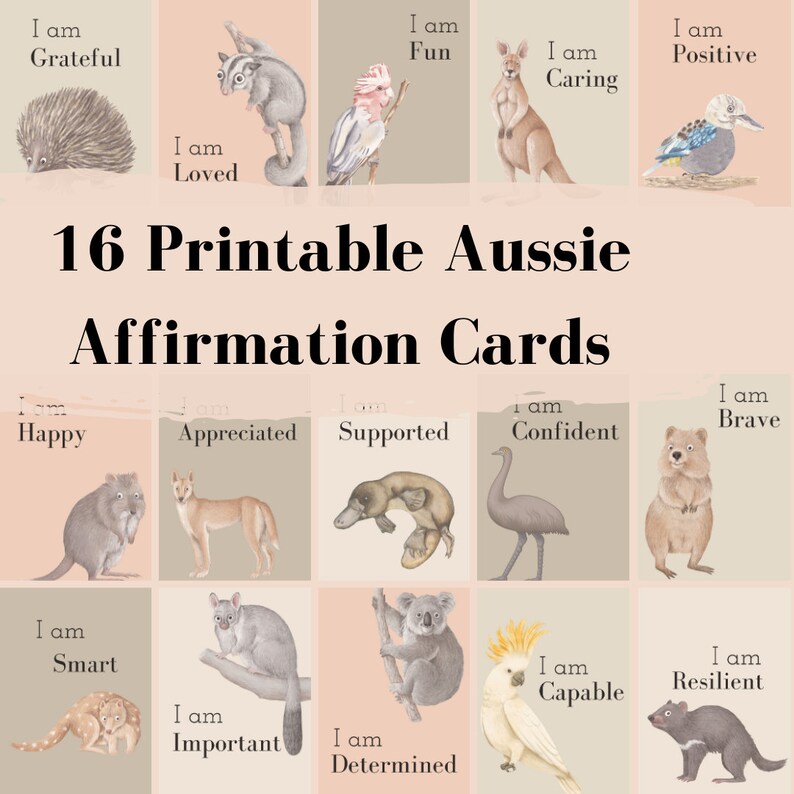 Printable Affirmation Cards Posters Aussie Animals for Children ...