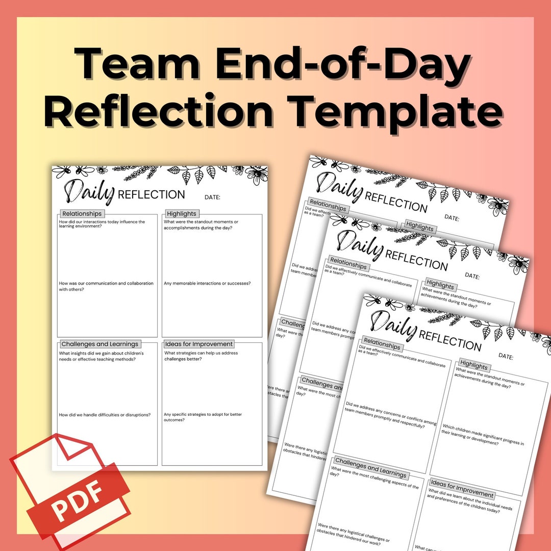 End-of-day Team Reflection Template for OSHC & ECE Educators - Etsy