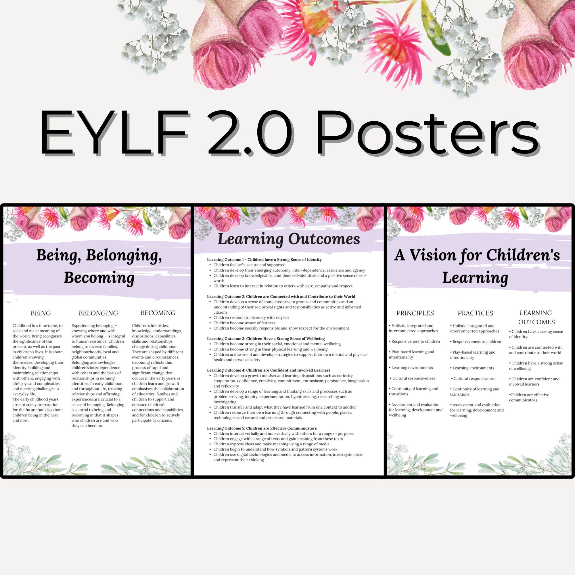 Posters and Cheat Sheets EYLF 2.0 Updated Minimalist Design - Etsy UK