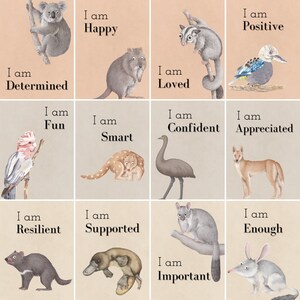 Printable Affirmation Cards Posters Aussie Animals for Children ...