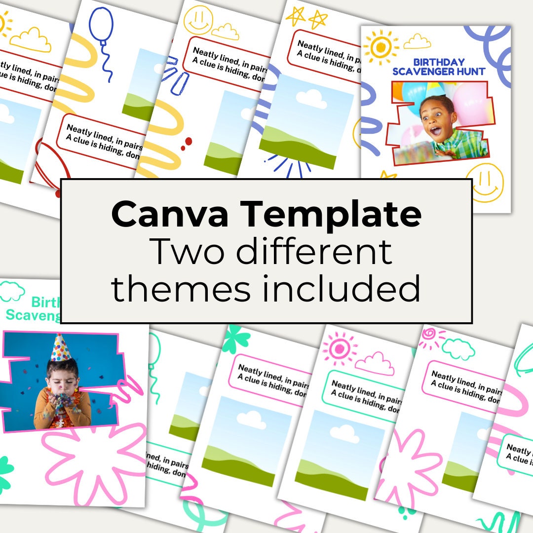 Scavenger Hunt Canva Template - Birthday, Party, Special Occasion Kids ...