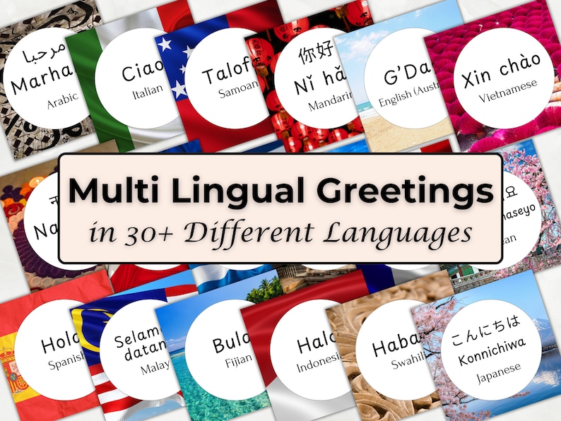 Multilingual Greeting Signs From Diverse Cultures - Designed for Early ...