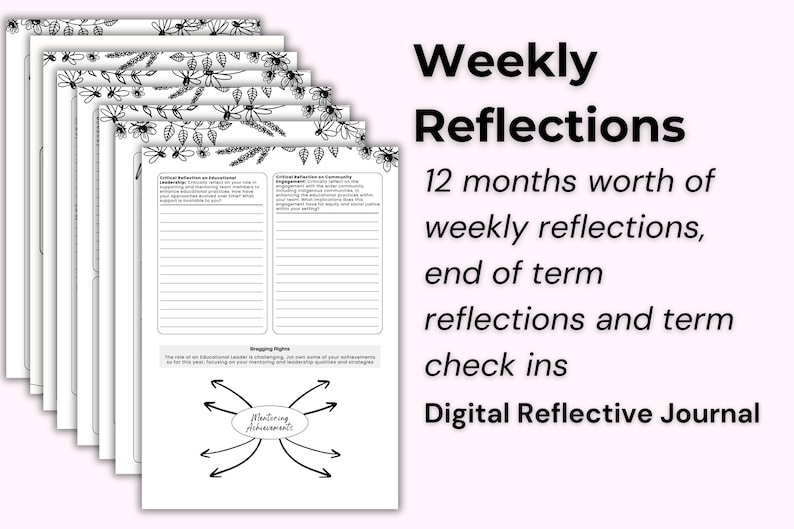 ECE Educational Leader's Weekly Reflective 12 Month Journal Tailored to ...