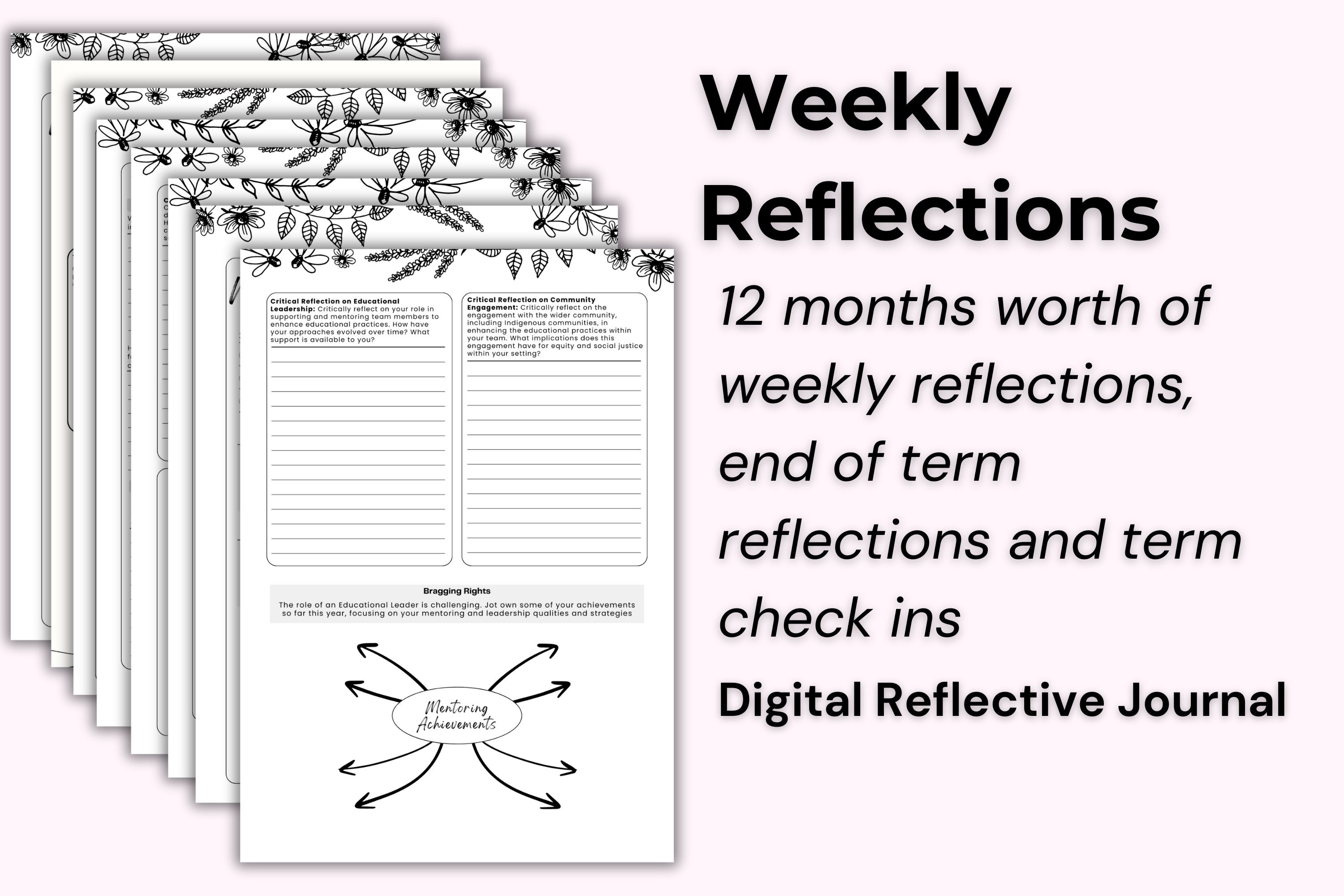ECE Educational Leader's Weekly Reflective 12 Month Journal Tailored to ...