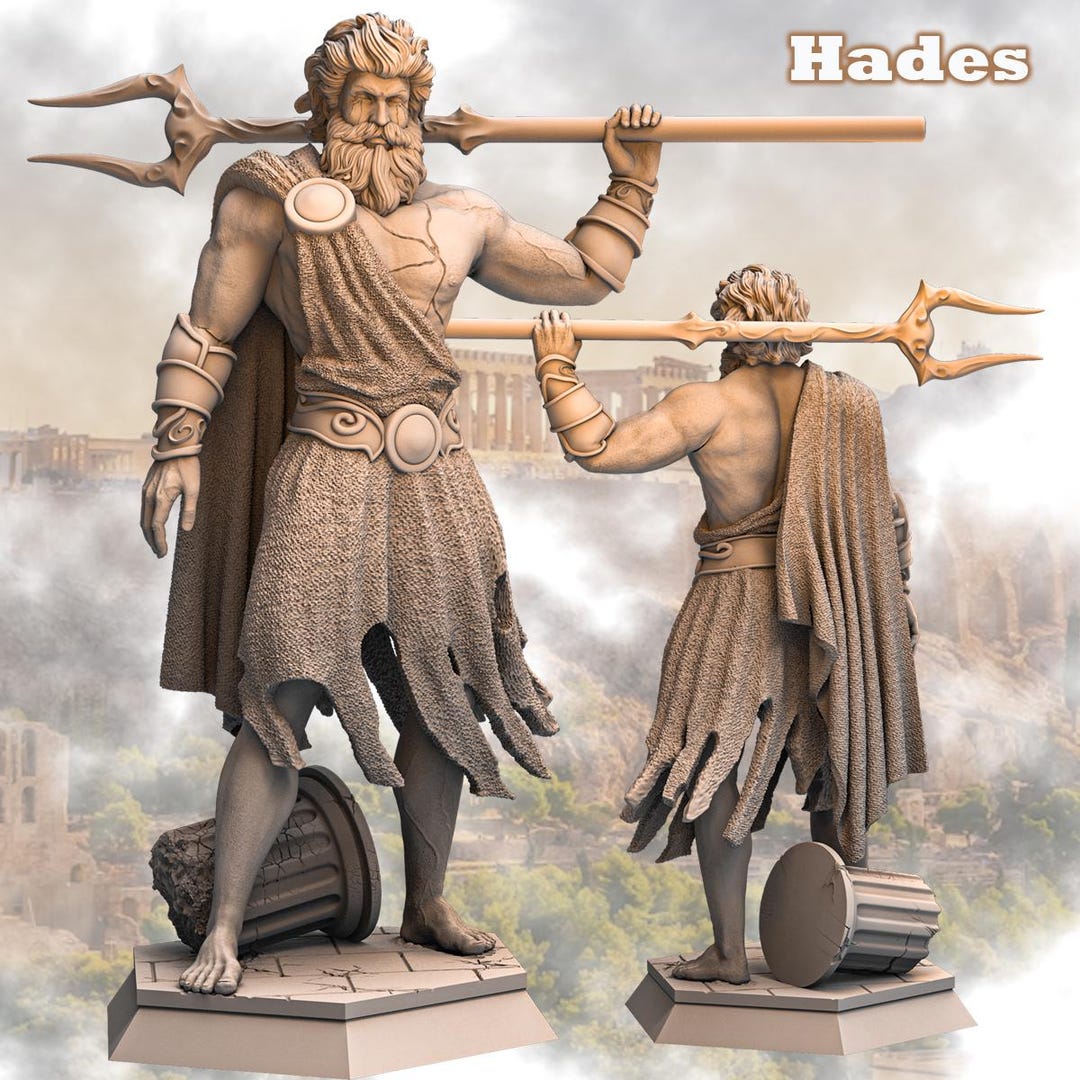 Hades / 1:12 Scale / Greek God Standing by Ruined Column Holding ...