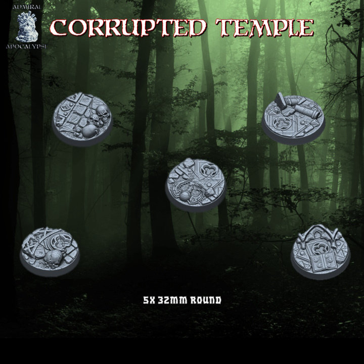 Corrupted Temple Set Bases / Full Bases / 25mm, 32mm, 40mm, 50mm, 60mm ...