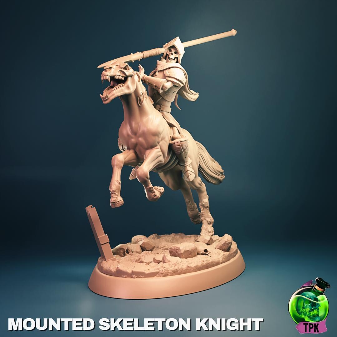 Mounted Skeleton Knight / Skeleton on Undead Horse / 32mm or 75mm Scale ...