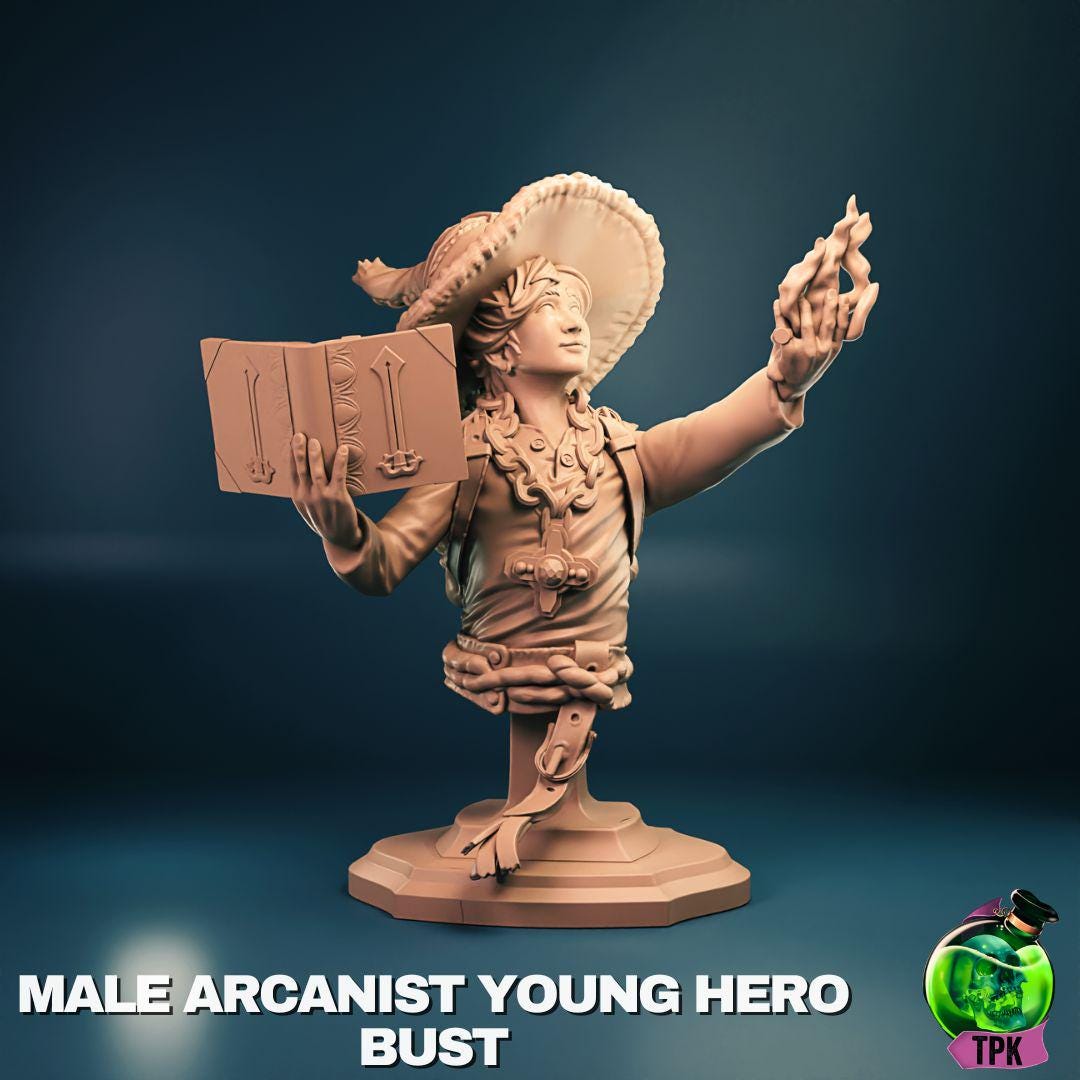 Male Arcanist Young Hero Bust - TPK Labs Licensed Printing - Etsy