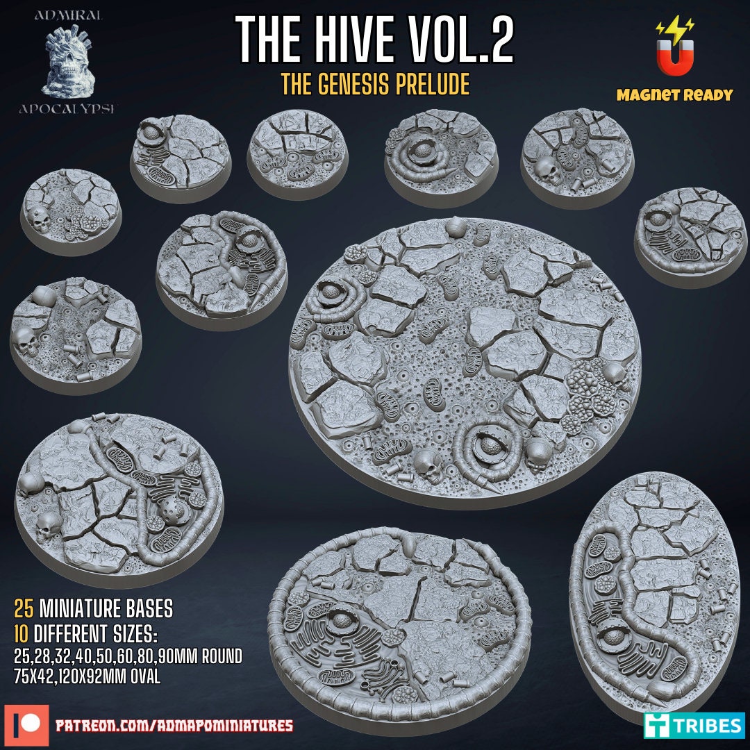 The Hive Set Bases / Magnet Ready / 25mm, 28mm, 32mm, 40mm, 50mm, 60mm ...