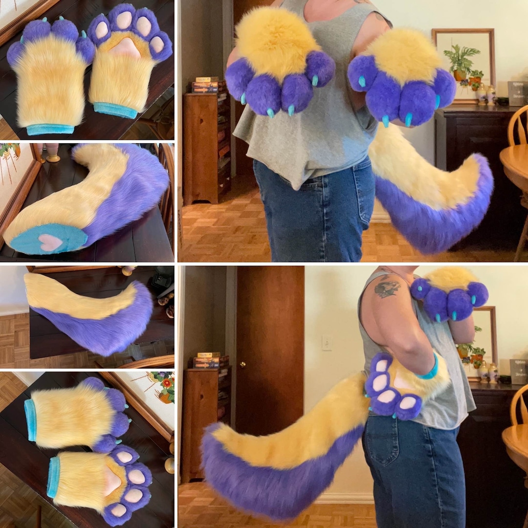 Puffy Fursuit Handpaws and Tail Set REDUCED - Etsy