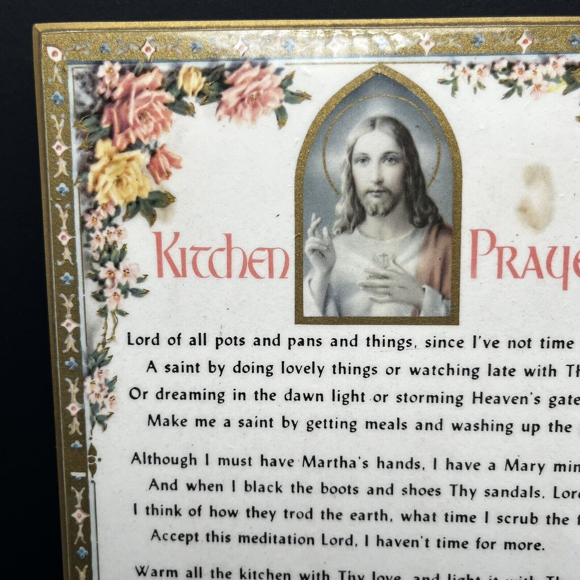 Vintage 1955 Kitchen Prayer Print Wall Art Gerrfert Made in USA Jesus ...