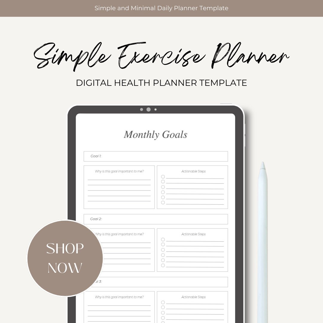 Exercise & Fitness Digital Planner Pages and Diary - Etsy