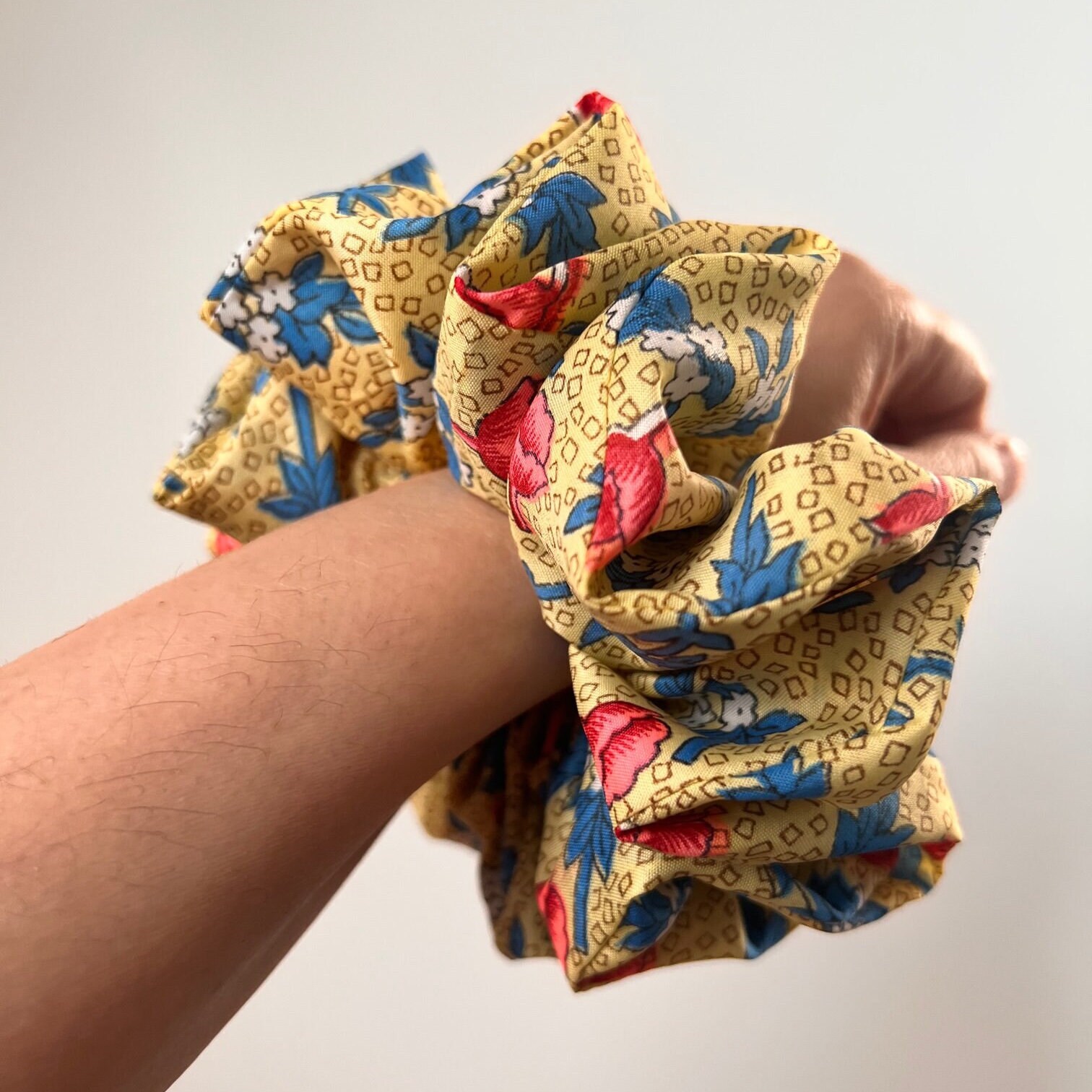 XL Yellow Floral Scrunchie Jumbo Giant Scrunchie Oversized Hair Tie ...