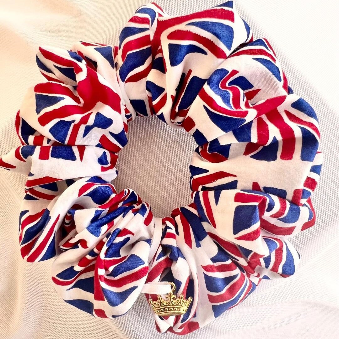 XL King Charles III Coronation Union Jack Scrunchie Detachable Crown ...