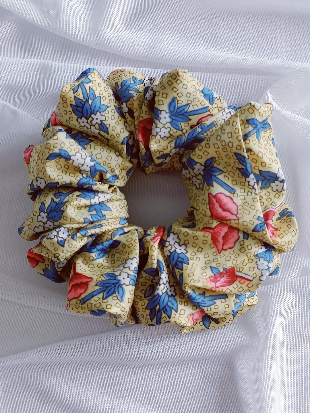 XL Yellow Floral Scrunchie Jumbo Giant Scrunchie Oversized Hair Tie ...