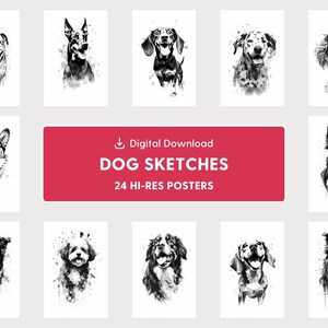 Dog Sketches 24 HI-RES Images Bundle Adorable Dog Sketches: - Etsy