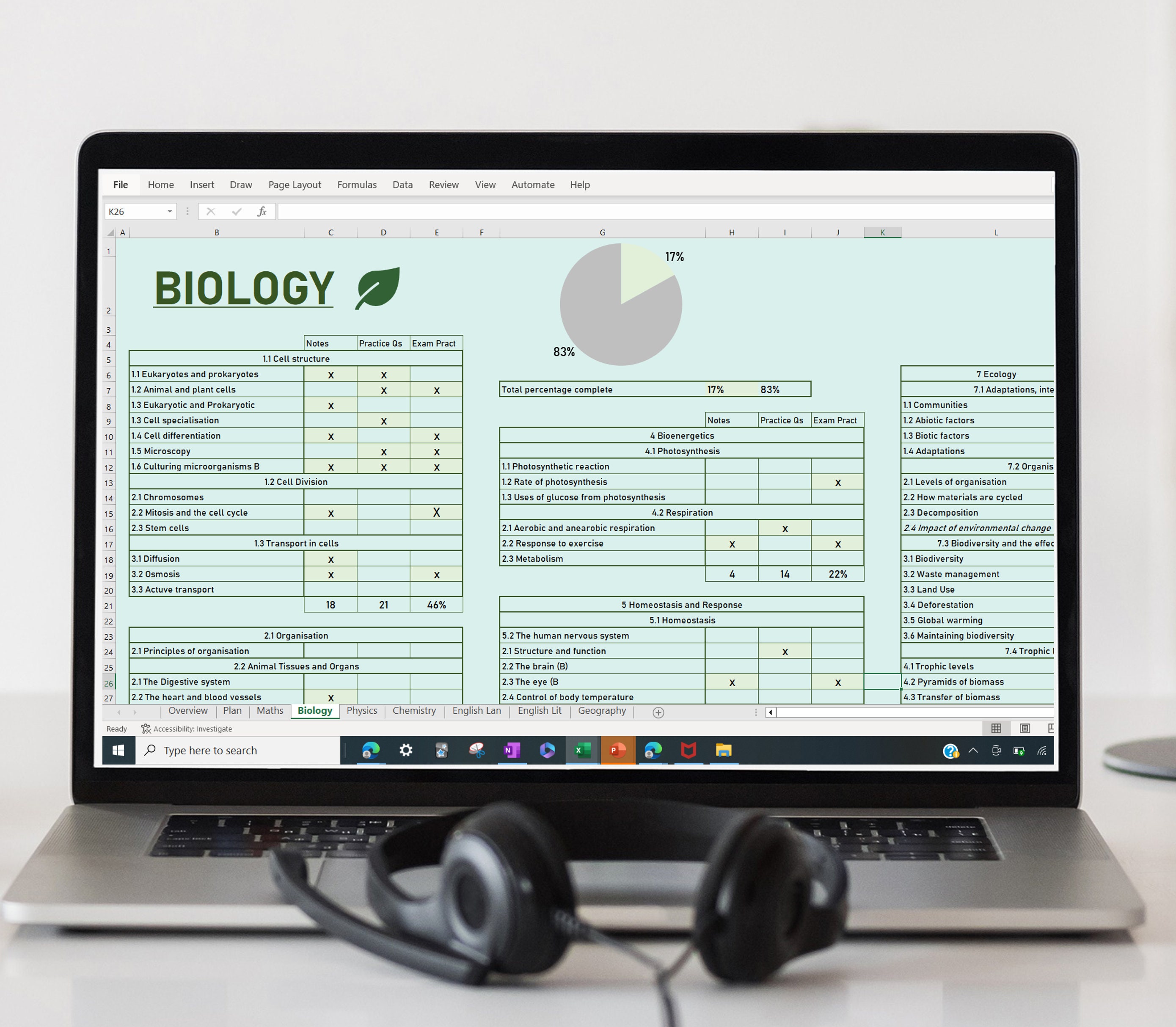 Excel GCSE Revision Planner/timetable With Topic Checklists - Etsy UK
