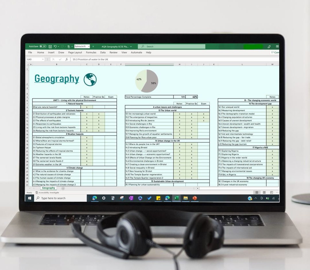 Excel GCSE Geography AQA Topic List/planner/progress Tracker - Etsy UK
