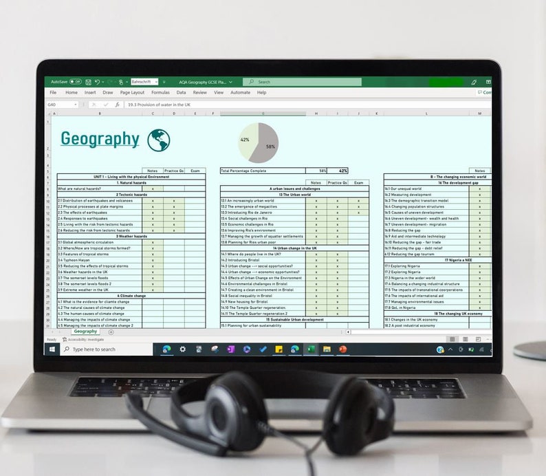 Excel GCSE Geography AQA Topic List/planner/progress Tracker - Etsy UK