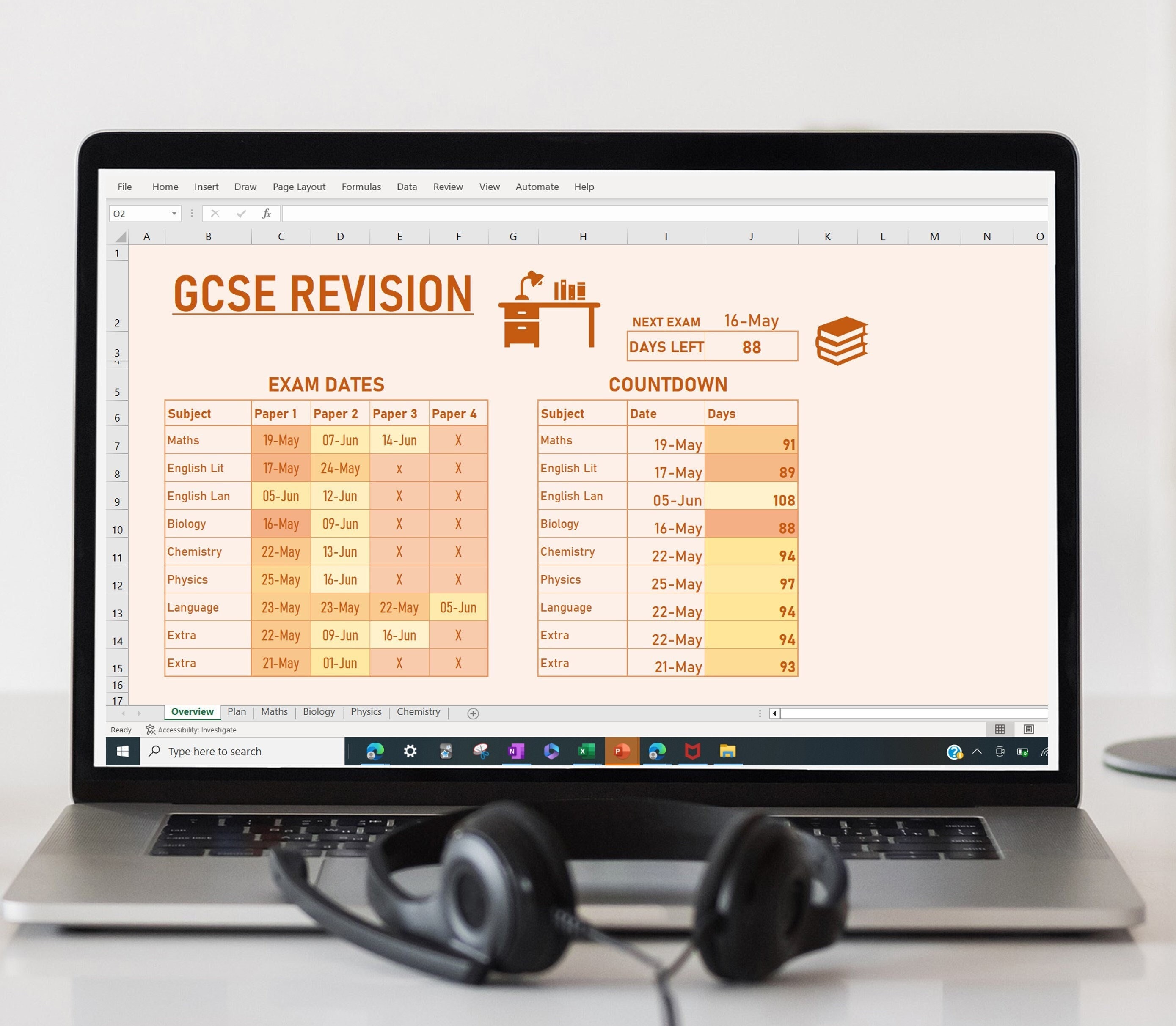 Excel GCSE Revision Planner/timetable With Topic Checklists - Etsy