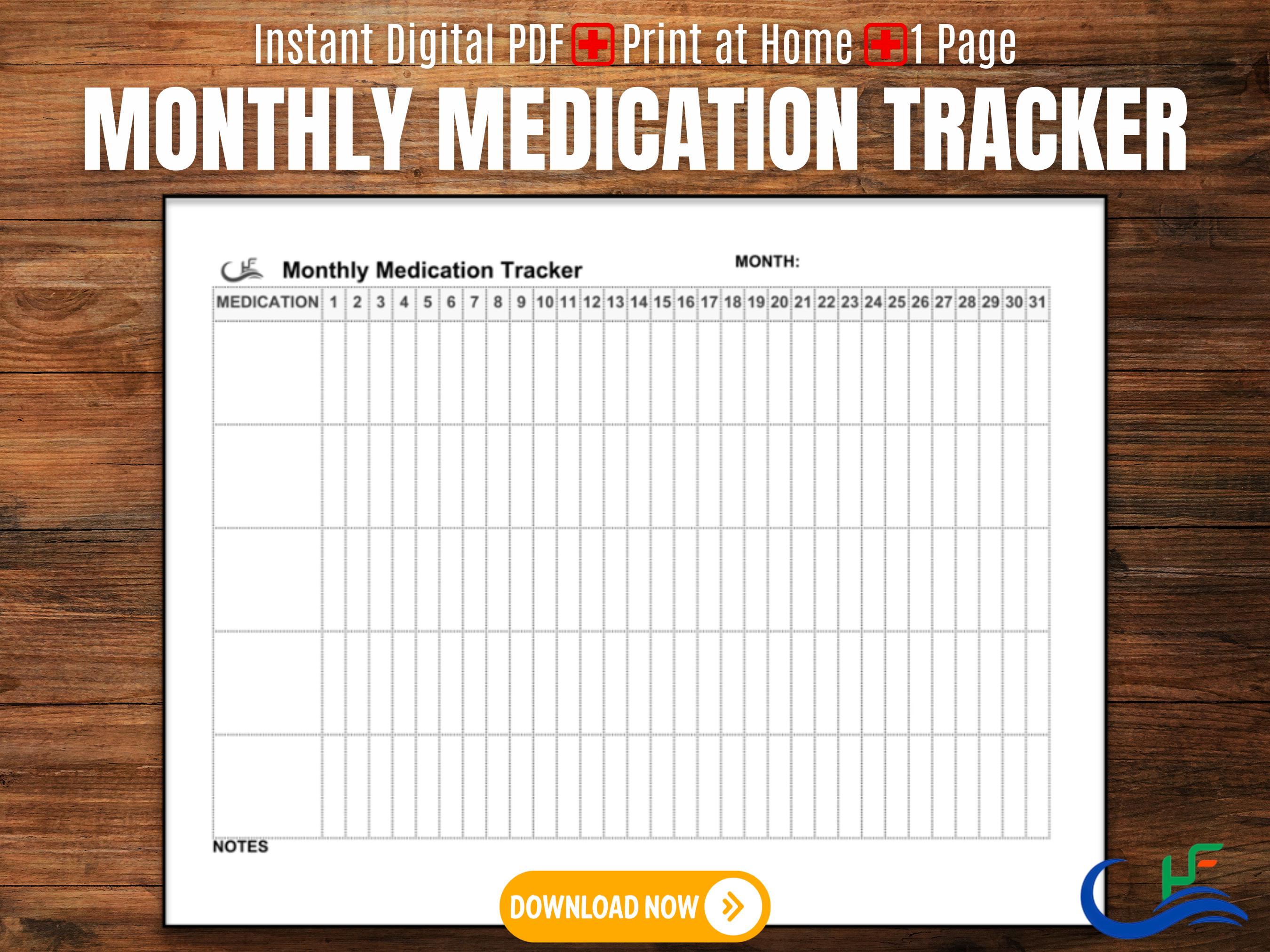 Monthly Medication Tracker - Medication Log, Medication Diary ...