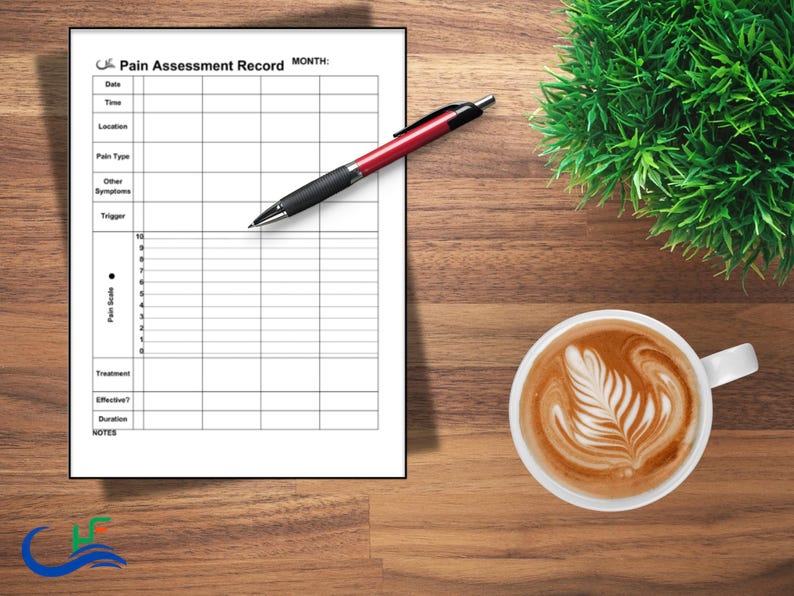 Daily Pain Assessment Record - Printable - Pain Symptom Tracker Log - Etsy