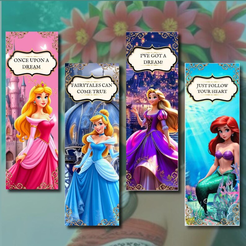 Disney Princess Bookmarks | Digital Download | 12 Unique Designs | 300 ...